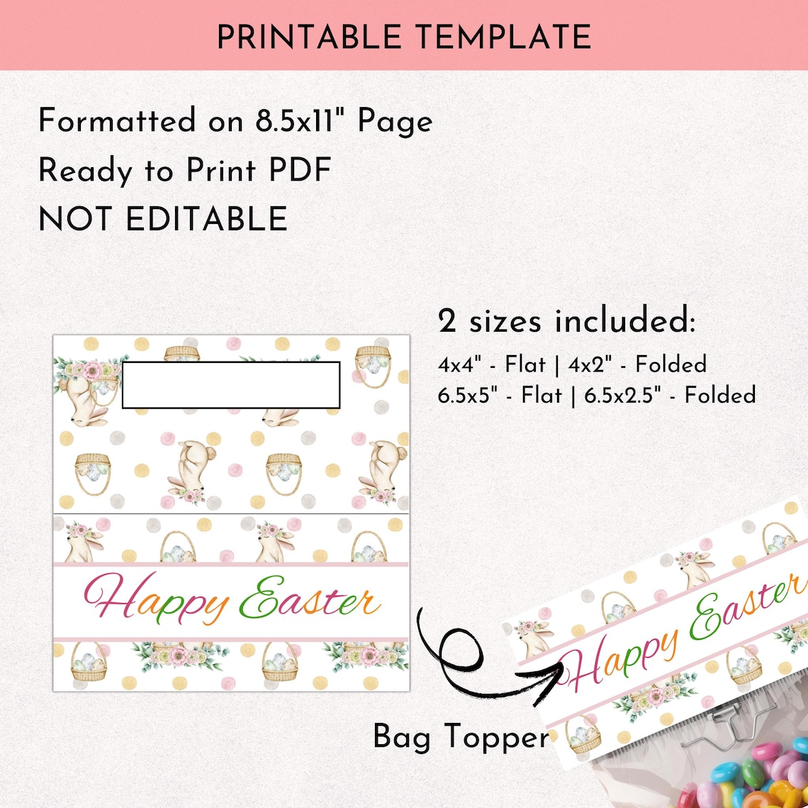 Printable Easter Treat Bag Topper | Instant Download - Etsy