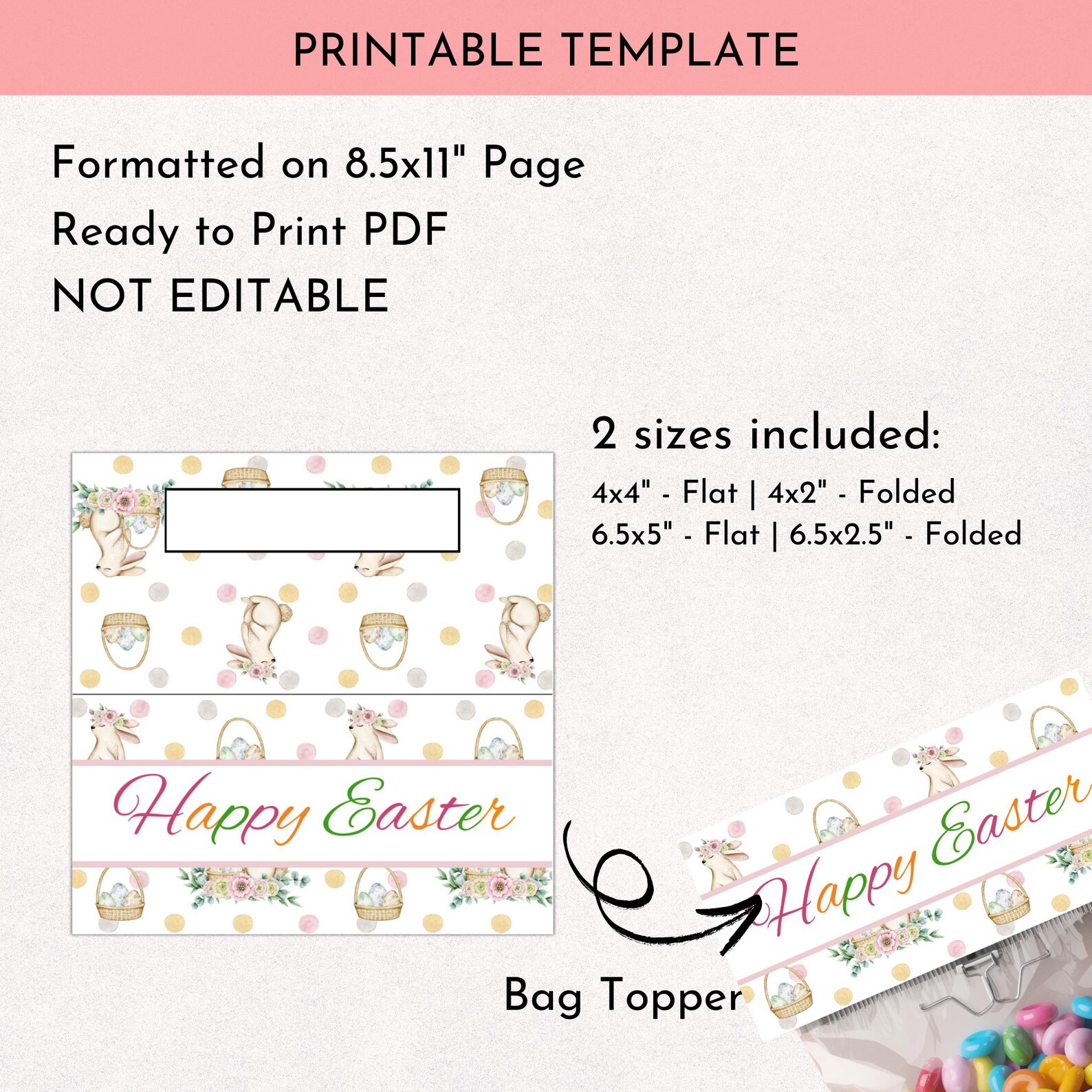 Printable Easter Treat Bag Topper | Instant Download - Etsy