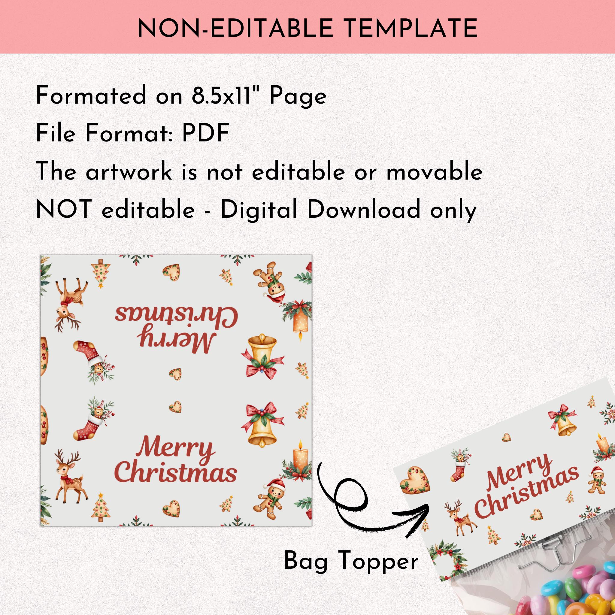 Printable Merry Christmas Treat Bag Topper - Christmas Treat Topper ...