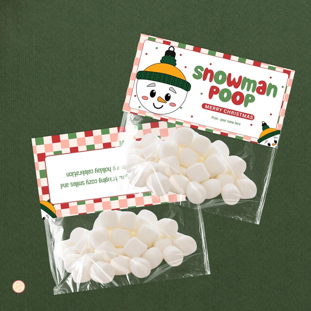 Editable Snowman Poop Bag Topper Poem, Christmas Hot Cocoa Mix Treat ...