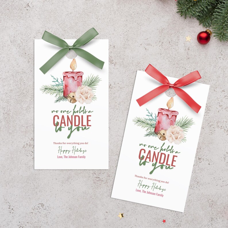 Christmas Candle Gift Tags, No One Holds a Candle to You, Holiday ...