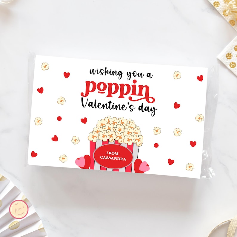 Editable Valentine's Day Popcorn Wrapper Template | Digital Download - Etsy
