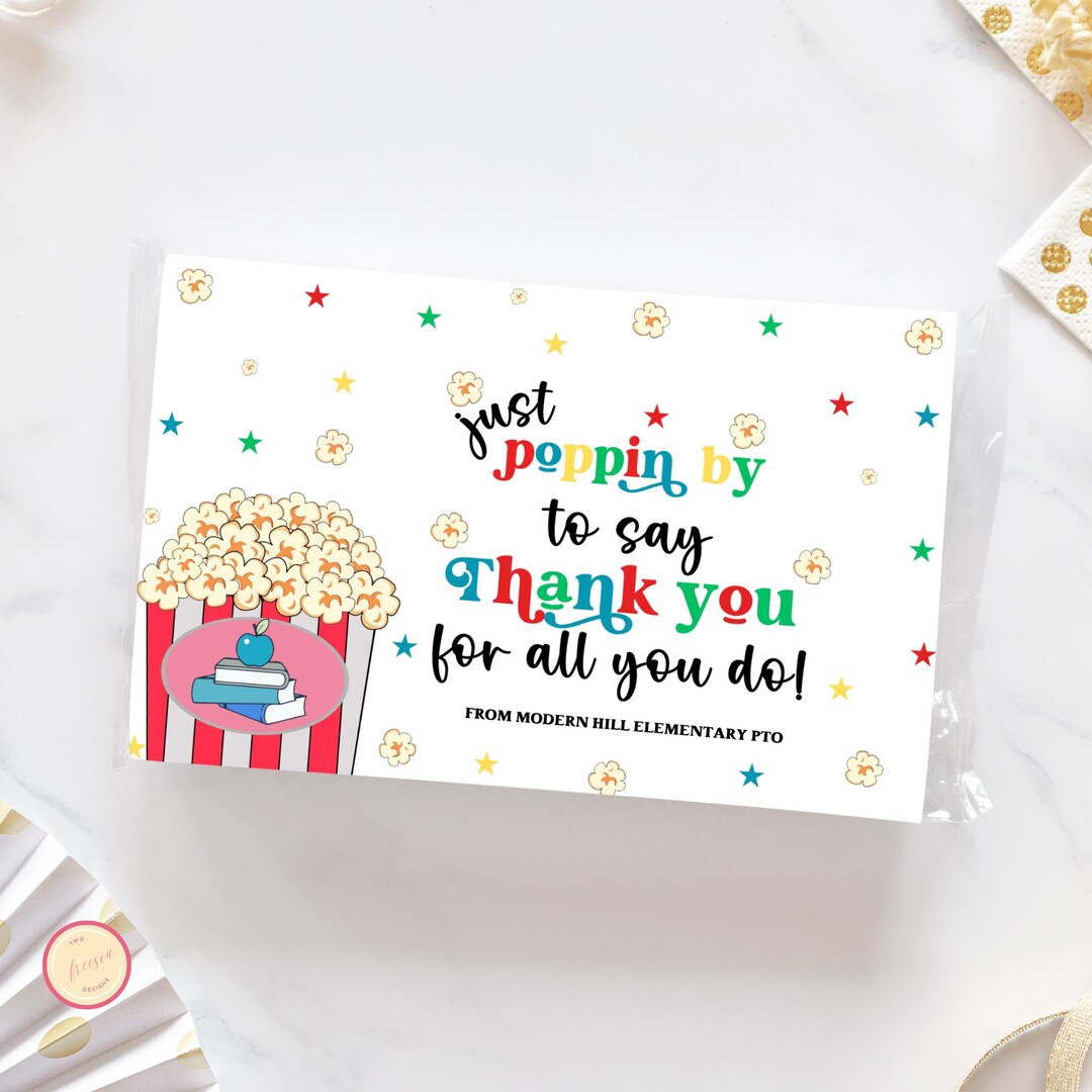 Editable Teacher Appreciation Week Popcorn Wrappers | Instant Download ...