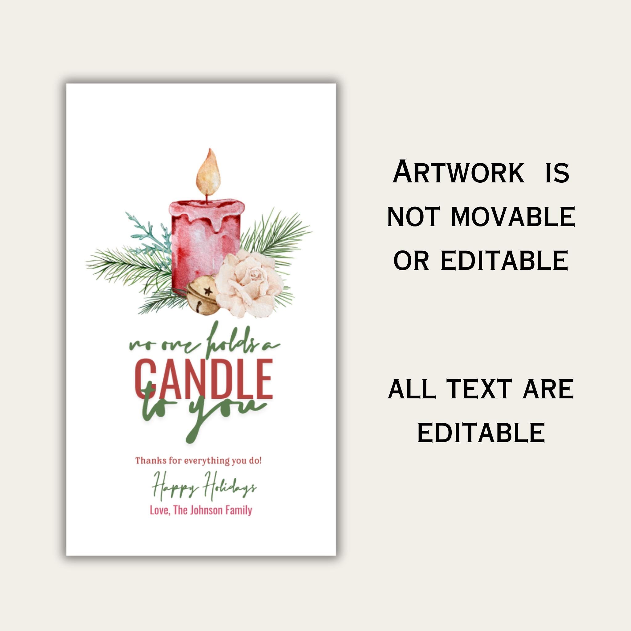 Christmas Candle Gift Tags, No One Holds a Candle to You, Holiday ...