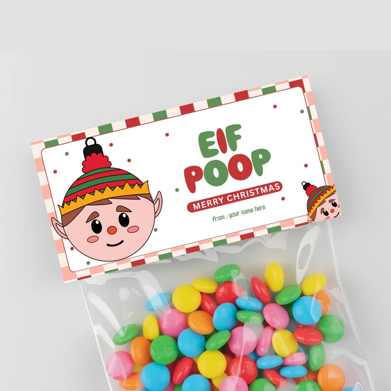 Editable Elf Poop Bag Topper Printable, Holiday Bag Topper, Christmas ...