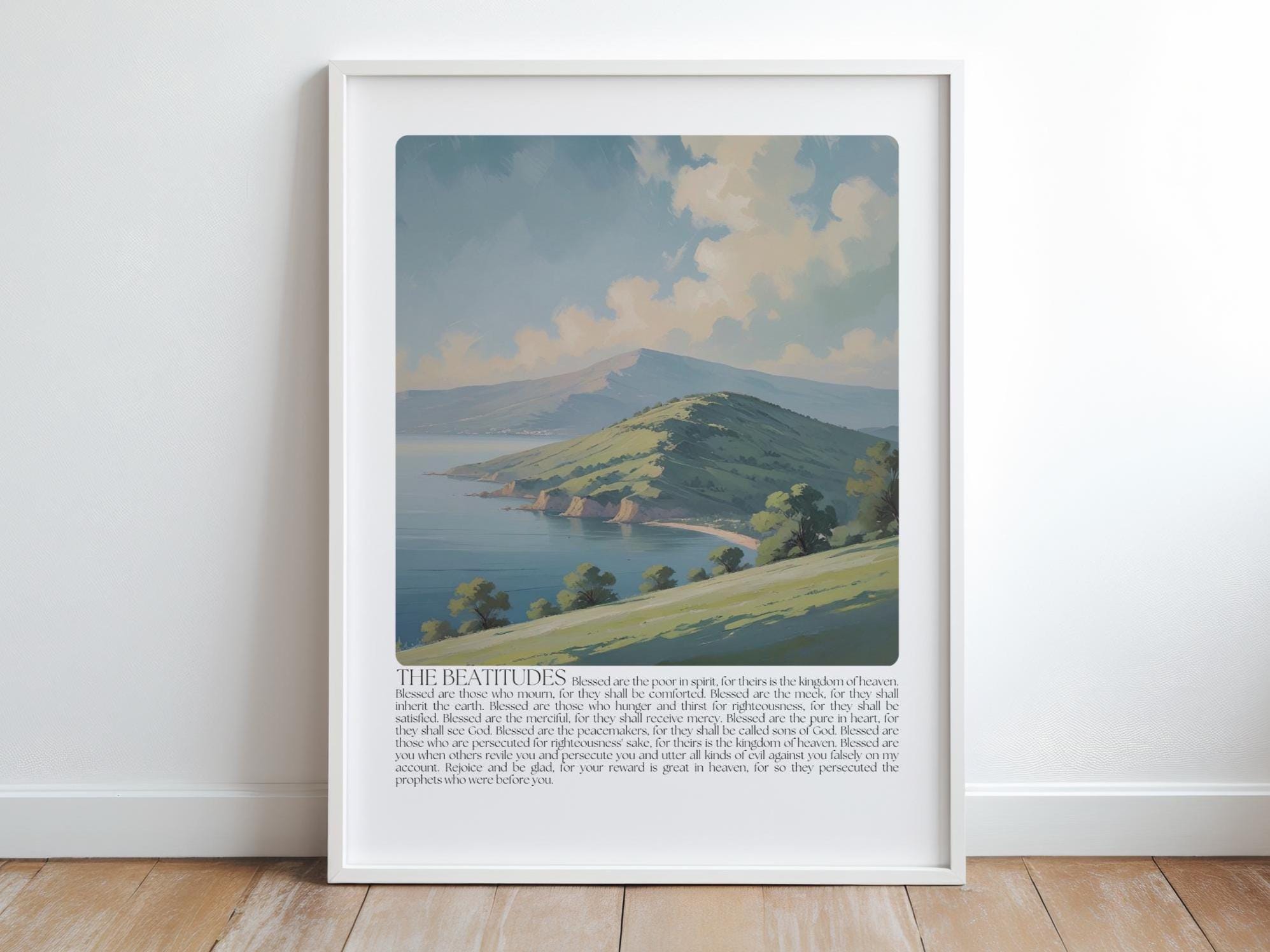Sermon on the Mount Print: Sea of Galilee, Beatitudes Scripture Art ...
