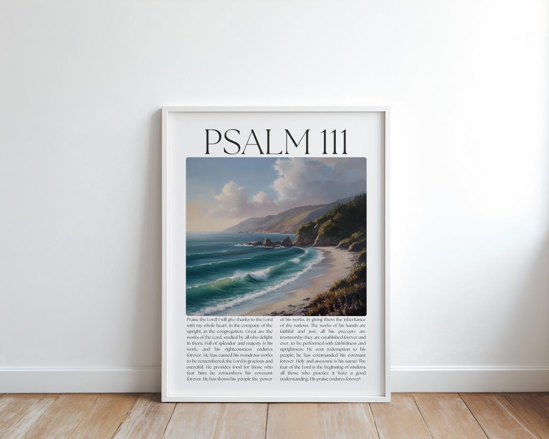 Psalm 111 Scripture Art Print: Vintage Christian Home Decor (digital ...