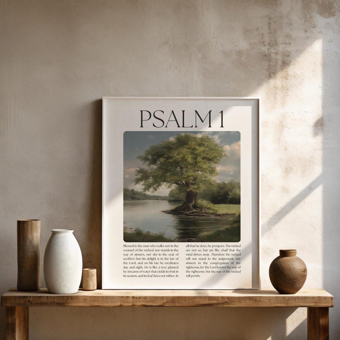 Psalm 1 Scripture Print: Vintage Christian Wall Art (digital Download ...