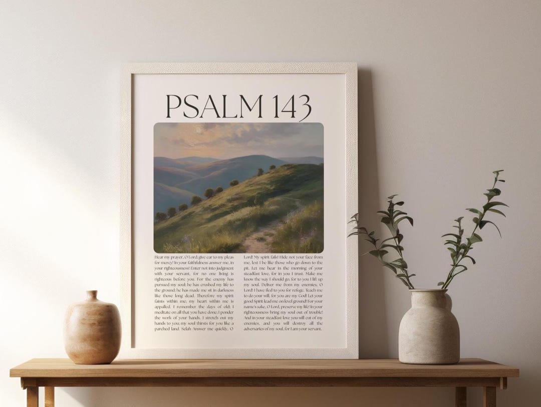 Psalm 143 Scripture Wall Art Bible Verse Poster for Christians Vintage ...