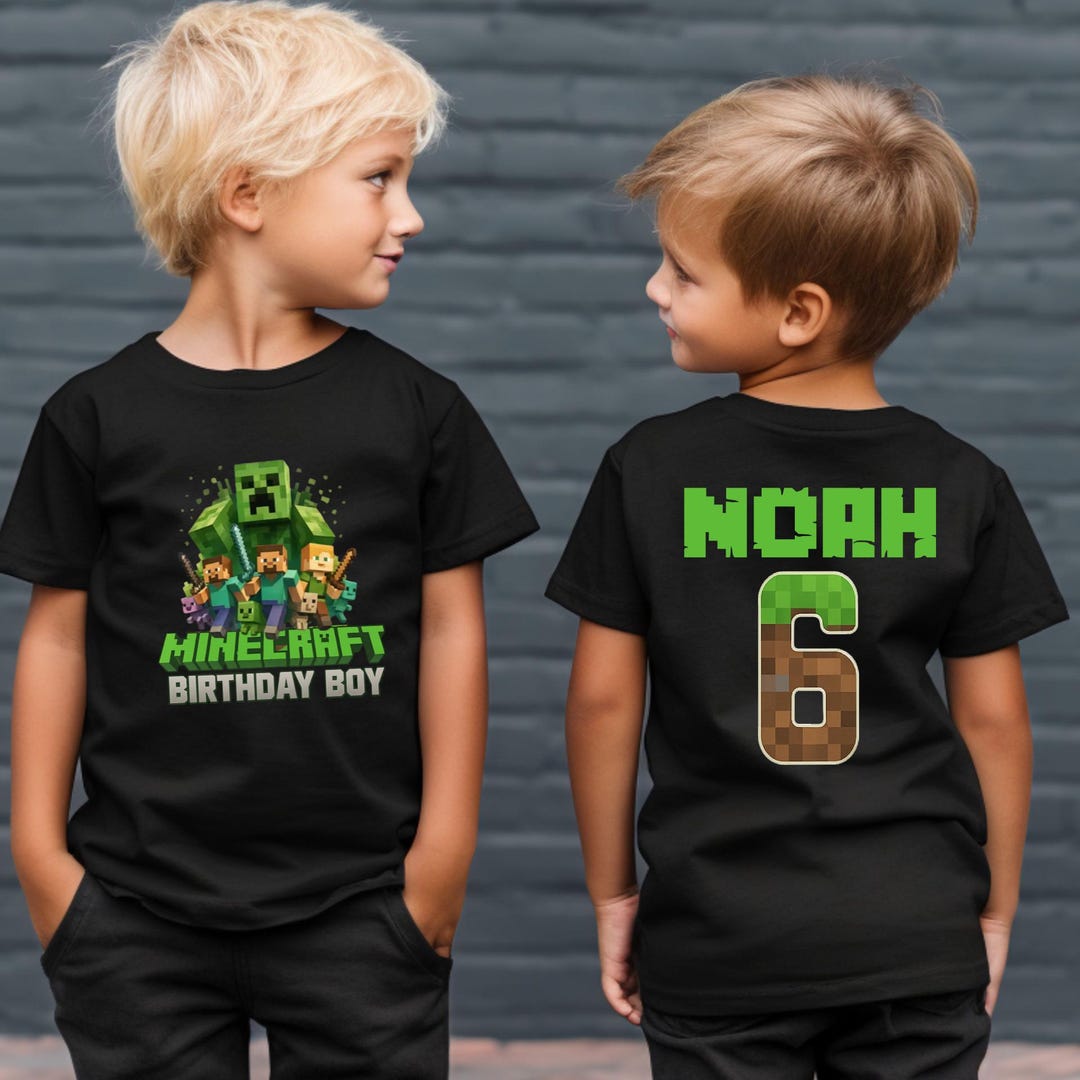 Custom Minec Birthday Boy Shirt Kids, Gamer Tee With Name Age, Creeper ...
