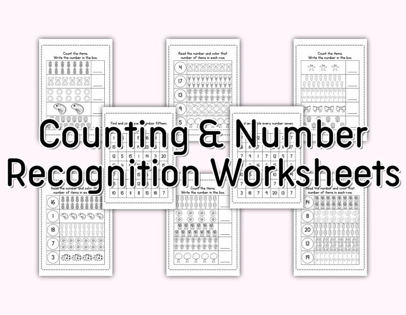 Number Tracing + Counting Worksheets | 1-20 Number Recognition ...