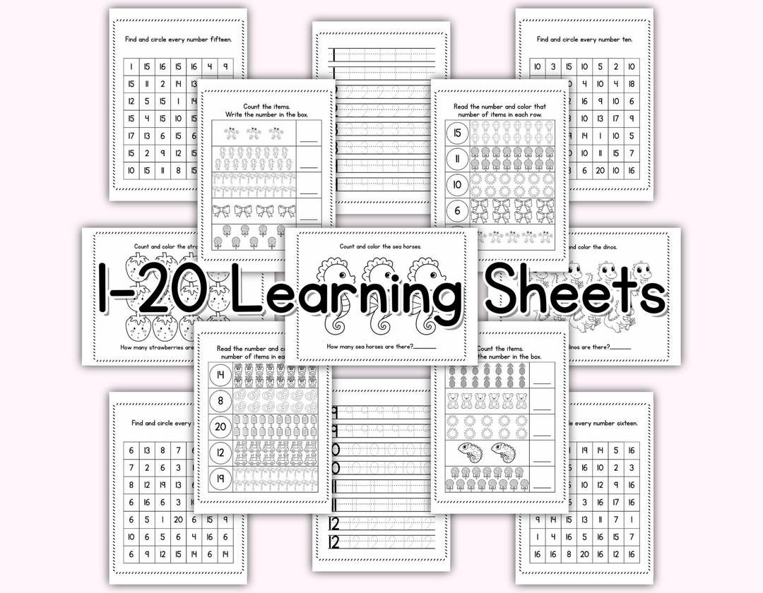 Number Tracing + Counting Worksheets | 1-20 Number Recognition ...