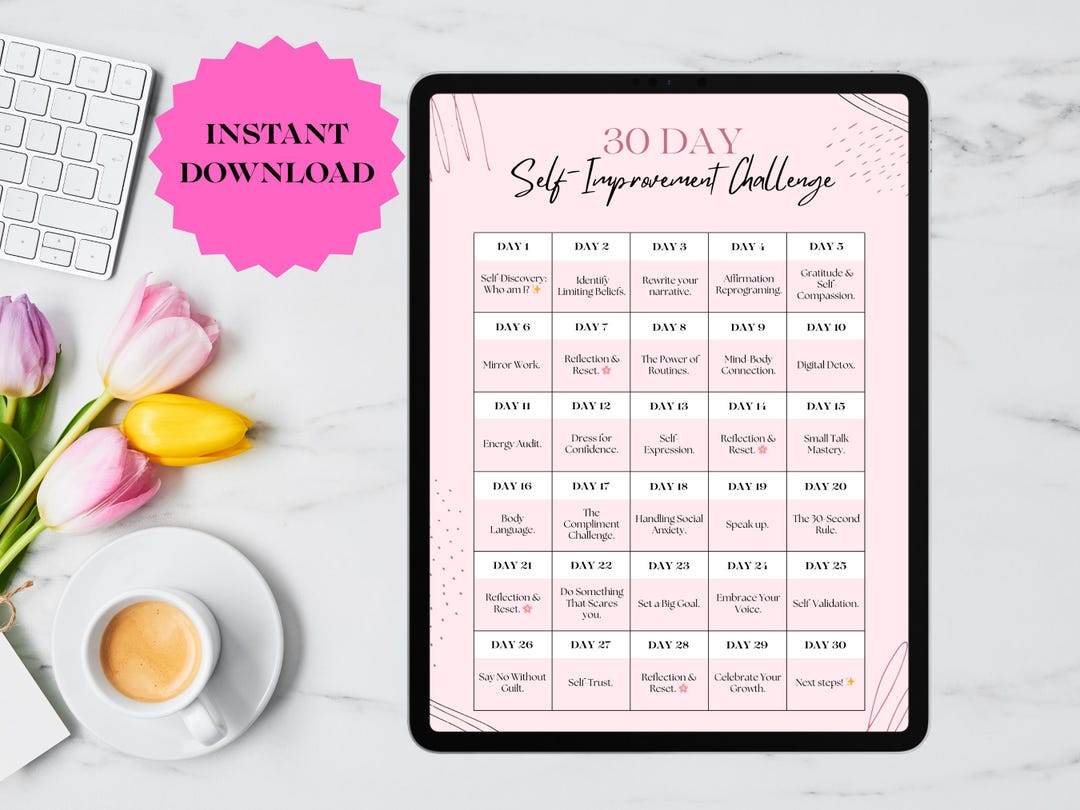 30 Day Challenge Tracker, Printable Planner Checklist for Mental ...