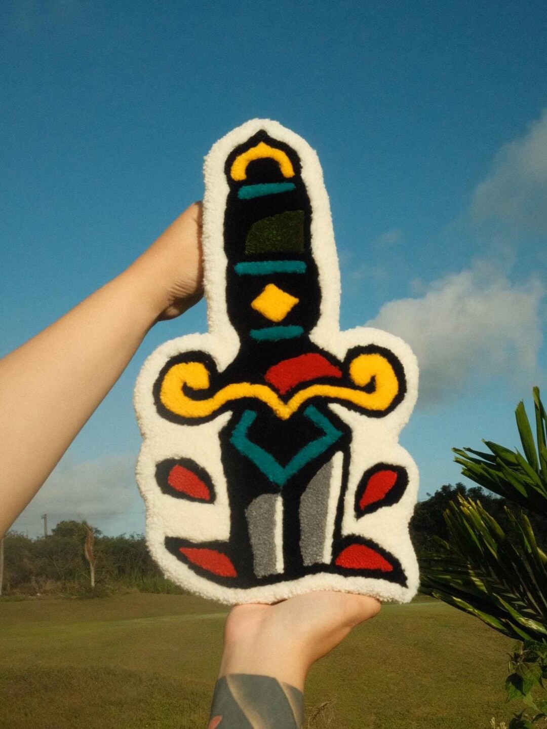 Slicing Dagger American Traditional Tattoo Tufted Wall Hanging - Etsy