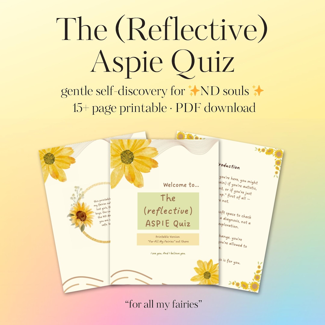 Reflective Aspie Quiz Printable | Self-discovery Worksheet for ...