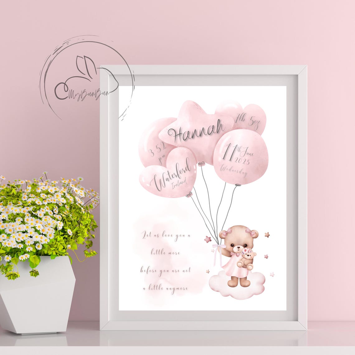 Personalised Baby Birth Chart Print – Christening Gift, Newborn ...