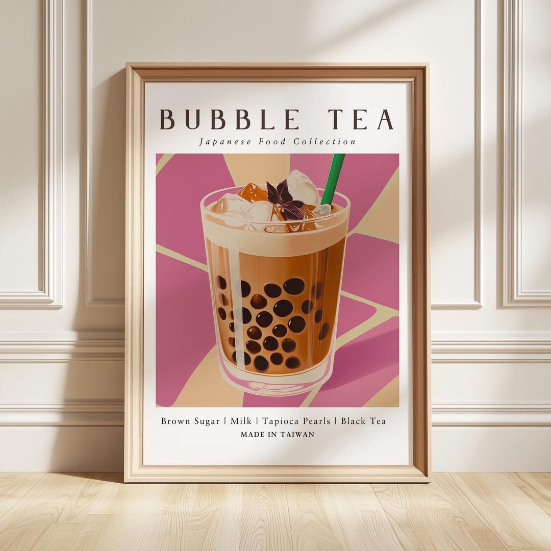 Bubble Tea Art Print, Trendy Drink Poster, Kitchen or Cafe Decor ...