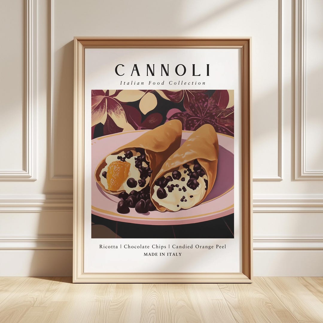 Cannoli Art Print, Italian Dessert Poster, Bakery Kitchen Decor, Foodie ...