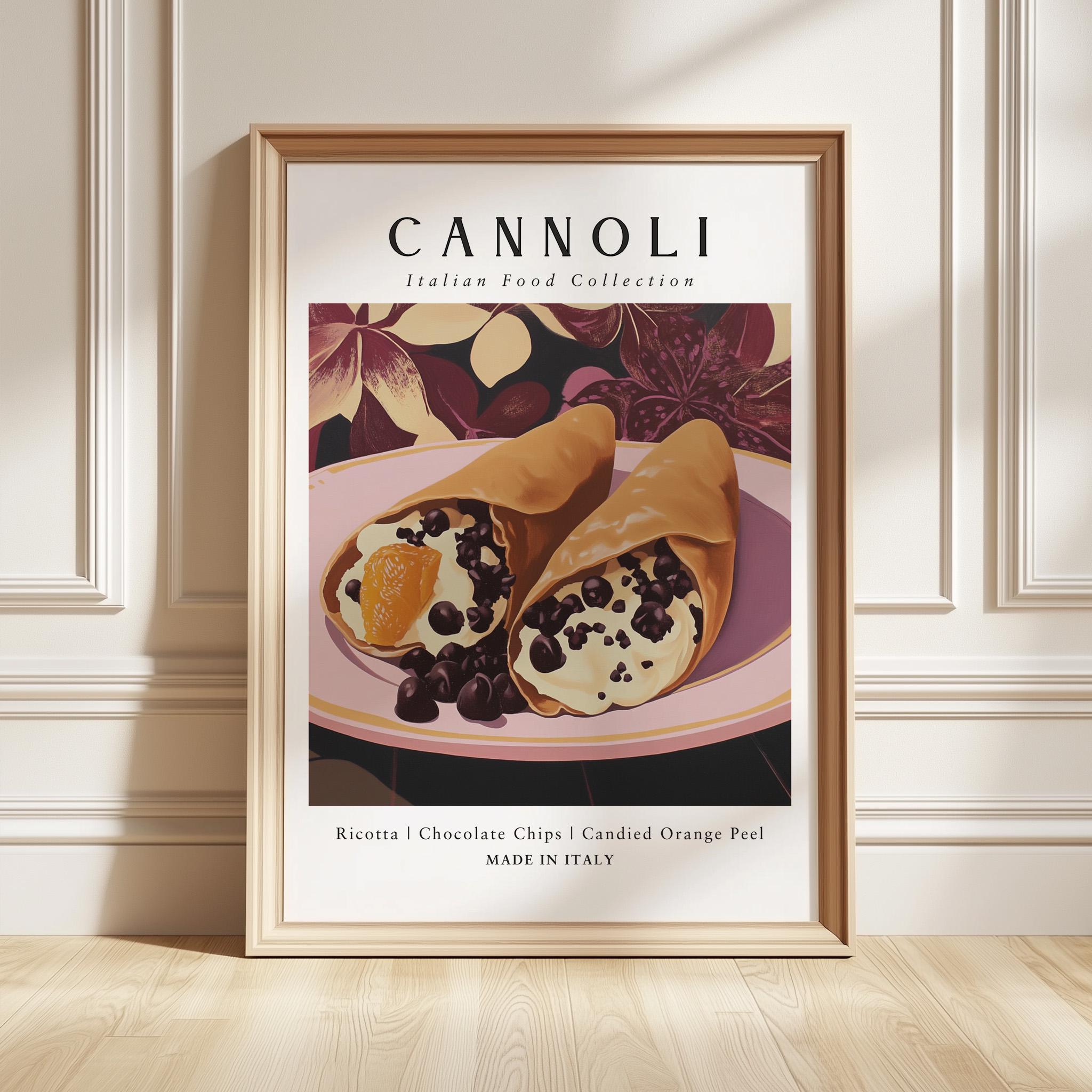 Cannoli Art Print, Italian Dessert Poster, Bakery Kitchen Decor, Foodie ...