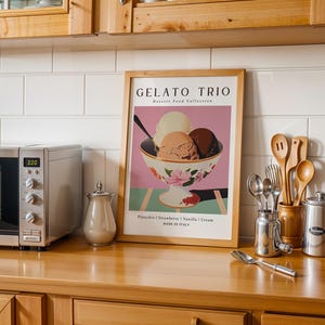 Gelato Trio Art Print, Italian Dessert Poster, Modern Kitchen Wall ...