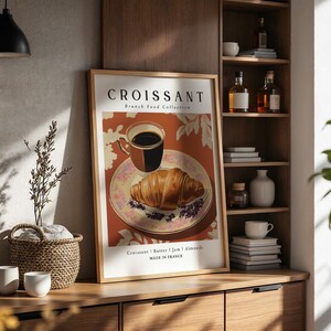 Croissant Art Print, French Pastry Poster, Bakery Kitchen Decor, Foodie ...