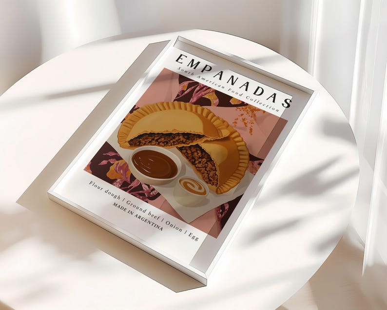 Empanadas Art Print, Latin Food Poster, Rustic Kitchen Wall Decor ...