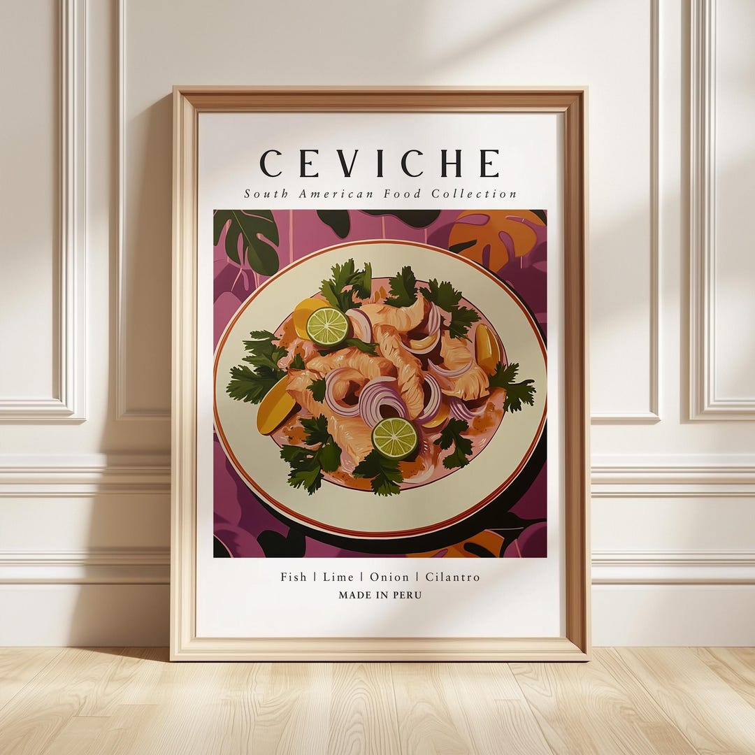 Ceviche Art Print, Peruvian Food Poster, Fresh Seafood Kitchen Decor ...