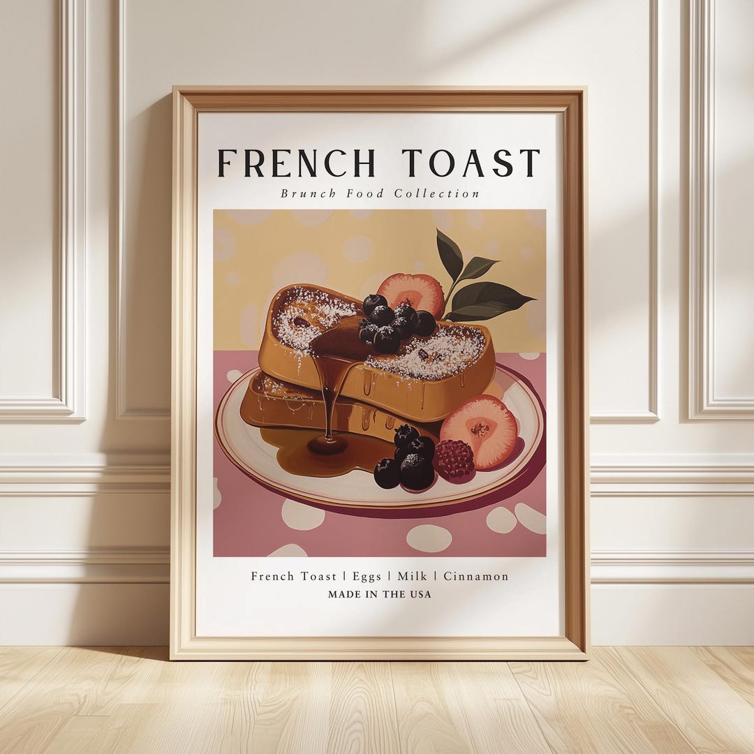 French Toast Art Print, Breakfast Food Poster, Brunch Kitchen Wall ...