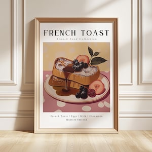 French Toast Art Print, Breakfast Food Poster, Brunch Kitchen Wall ...