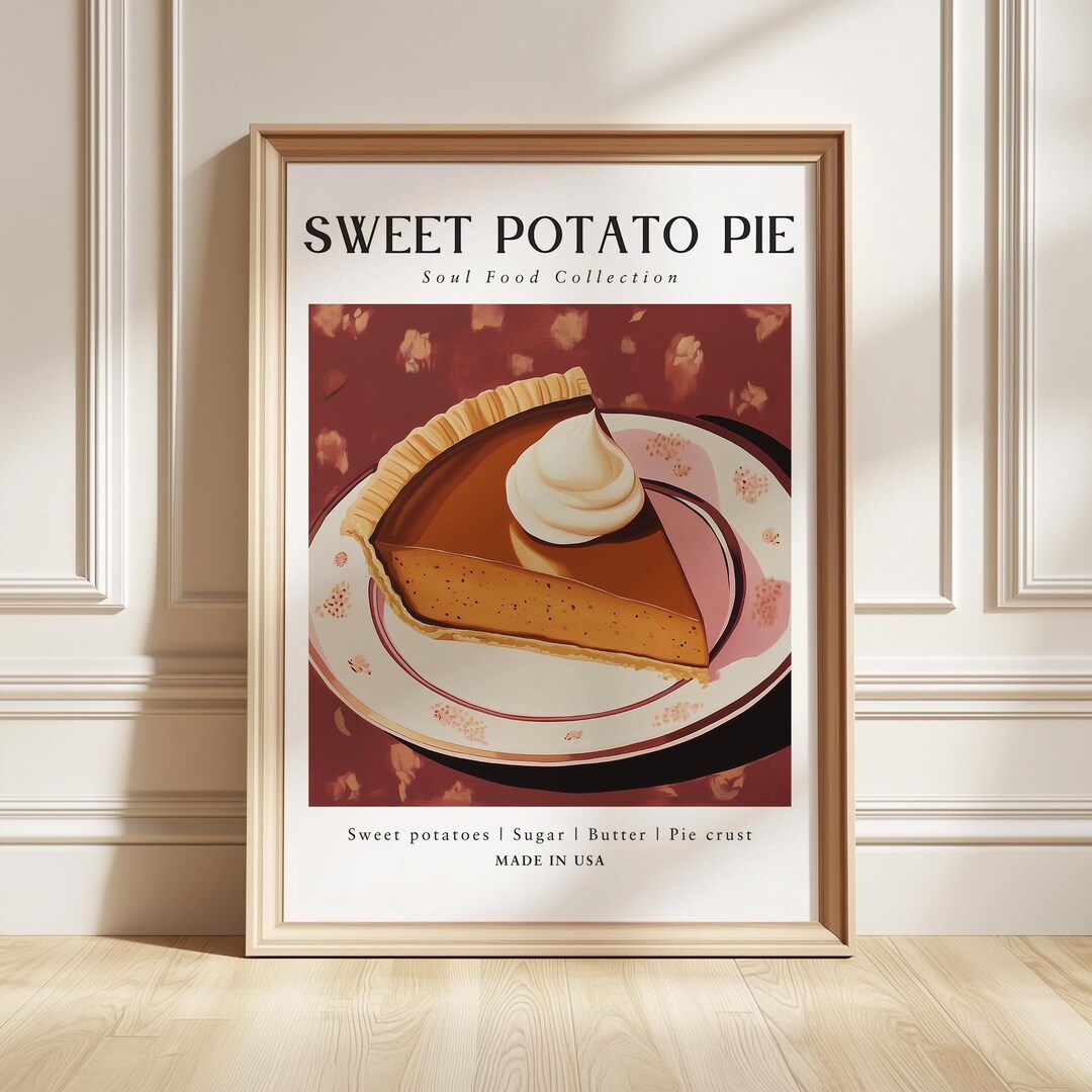 Sweet Potato Pie Art Print, Southern Dessert Poster, Cozy Kitchen Wall ...