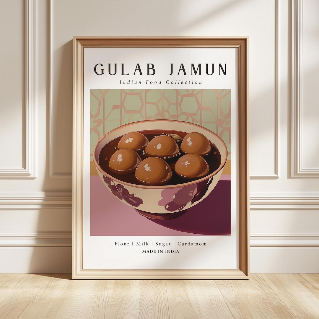 Gulab Jamun Art Print, Indian Dessert Poster, Sweet Treat Kitchen Decor ...