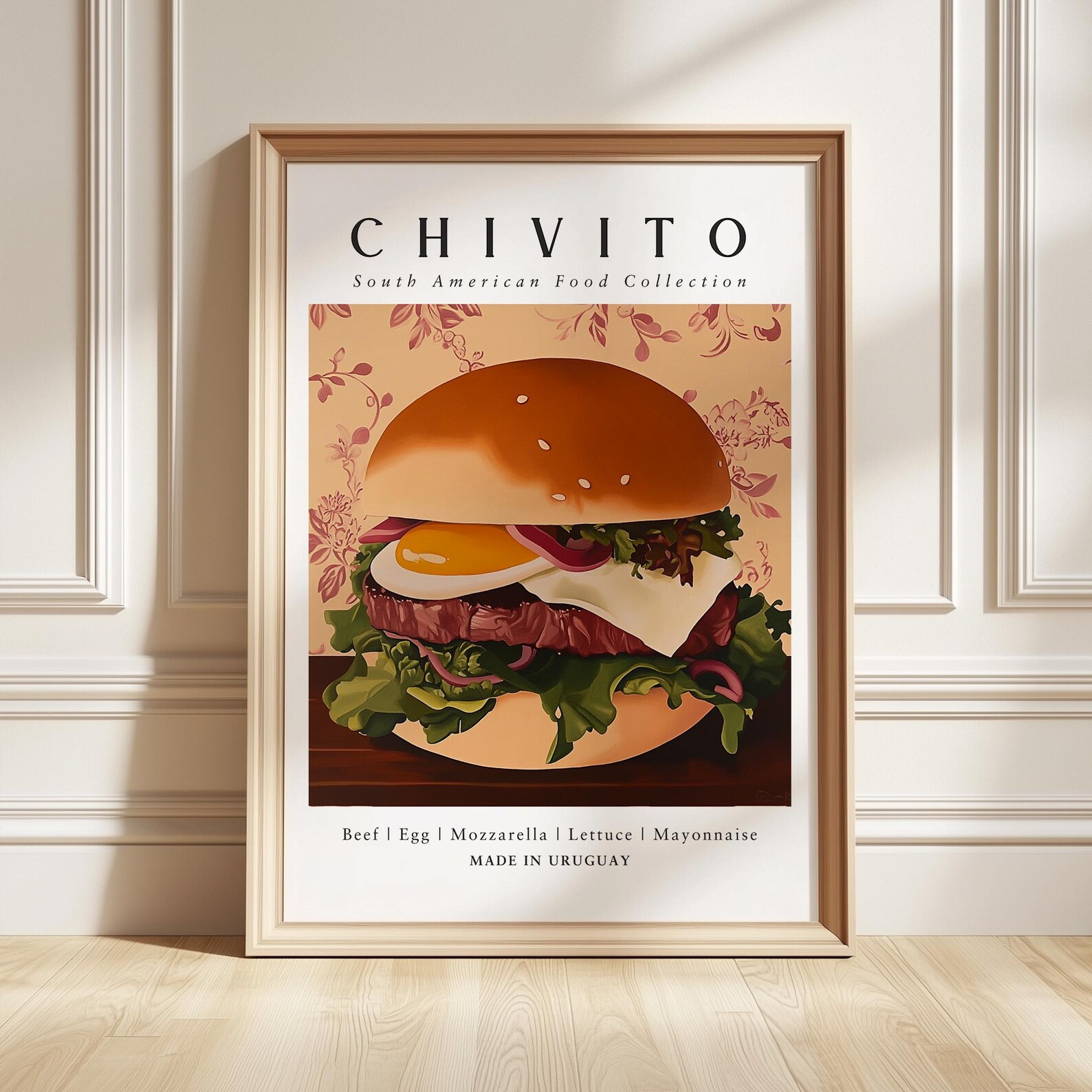 Chivito Art Print, Uruguayan Food Poster, Sandwich Kitchen Decor ...