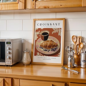 Croissant Art Print, French Pastry Poster, Bakery Kitchen Decor, Foodie ...