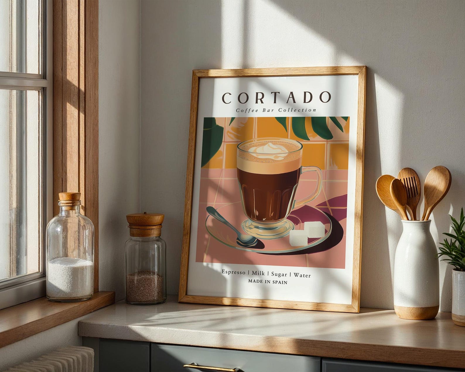 Cortado Art Print, Coffee Lover Poster, Minimal Kitchen Decor, Foodie ...