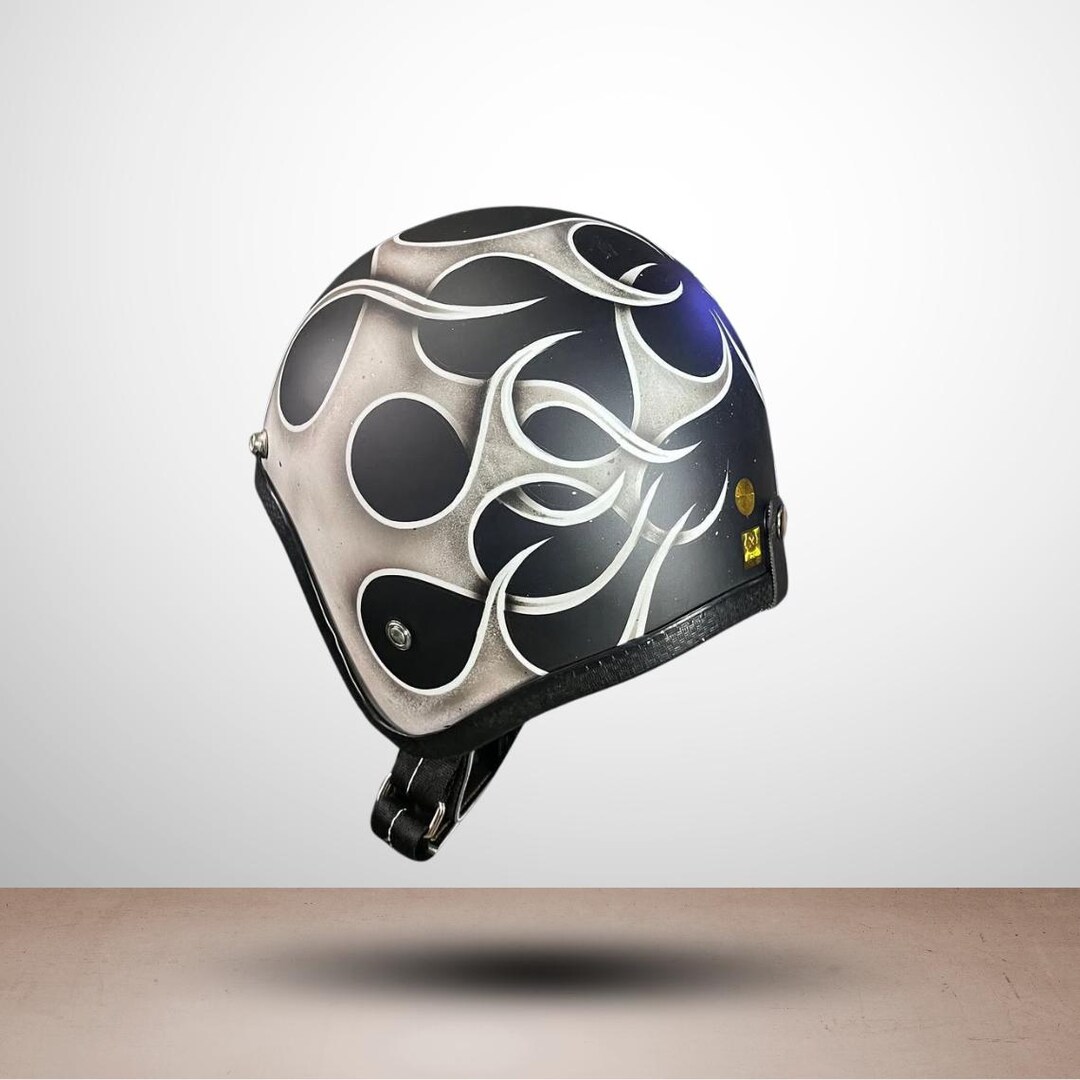 Slimhead 500TX Custom Patina Flame Helmet Retro Style Motorcycle Cafe ...