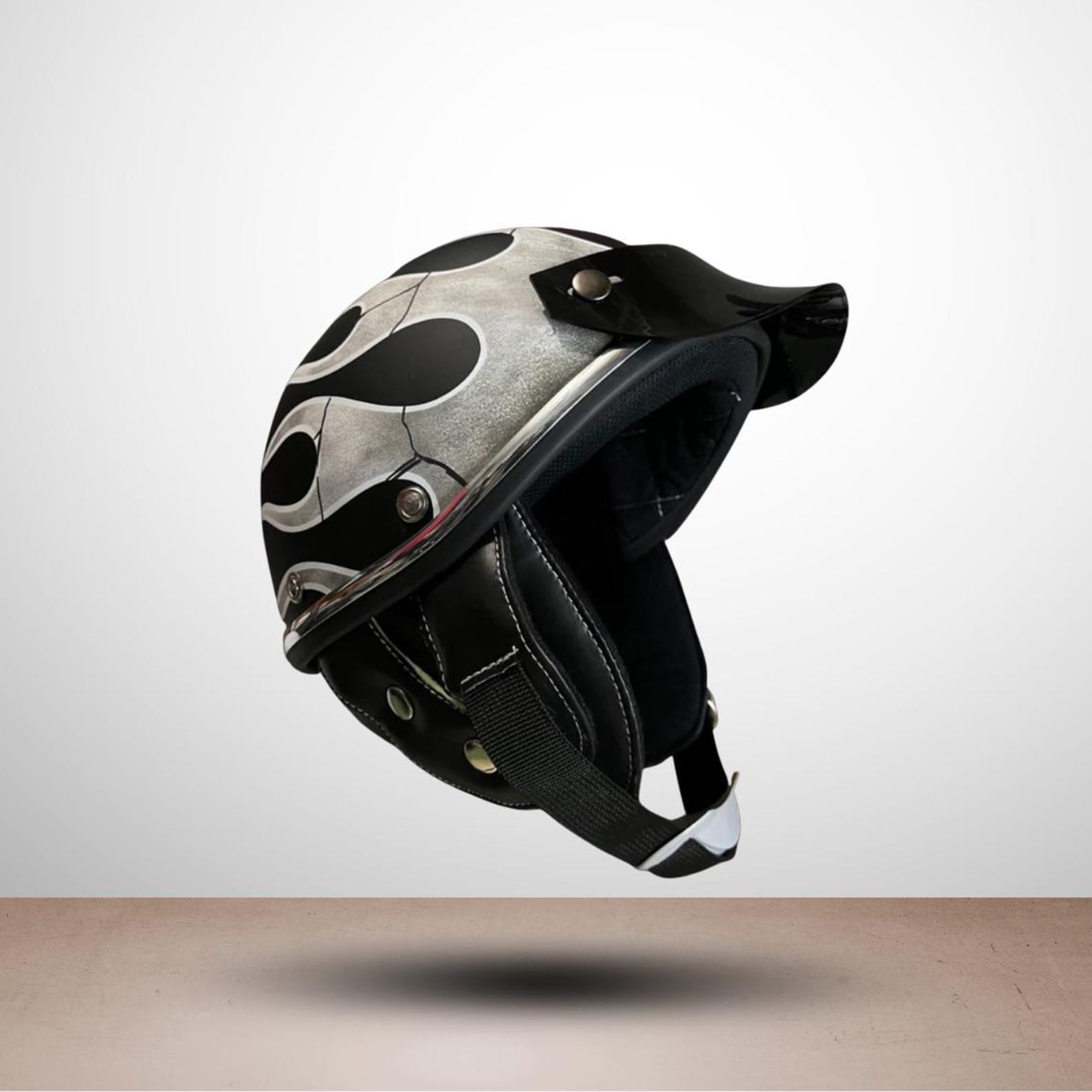 Handmade Chip Shorty Motorcycle Helmet Flame Patina Retro for Chopper ...