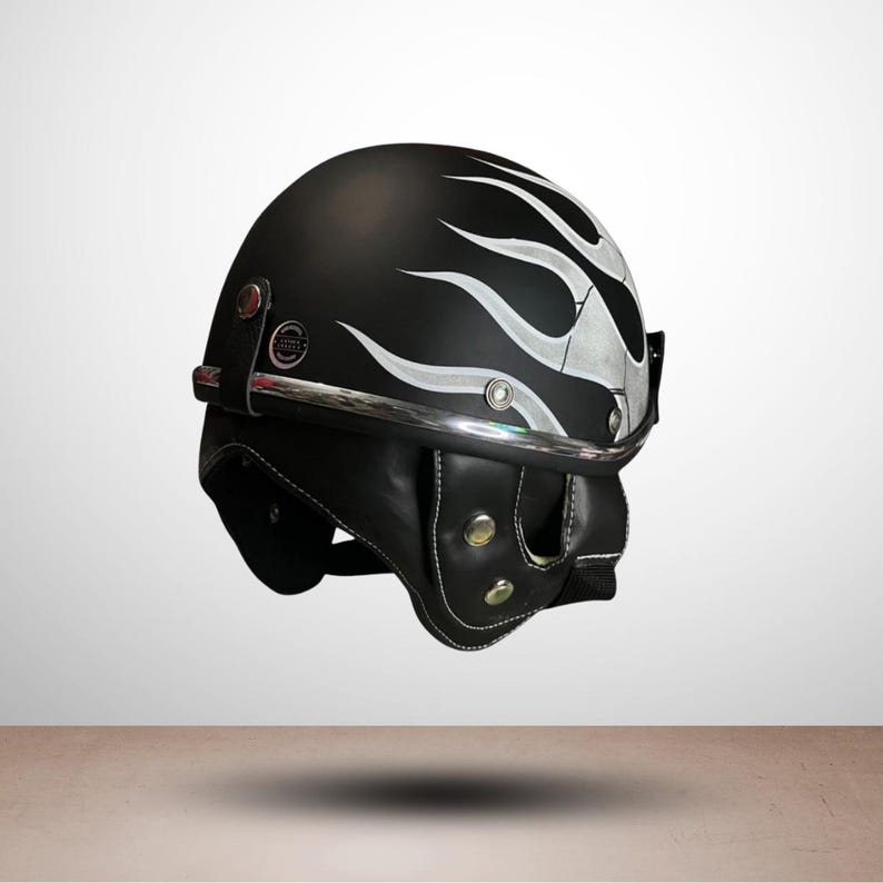Handmade Chip Shorty Motorcycle Helmet Flame Patina Retro for Chopper ...