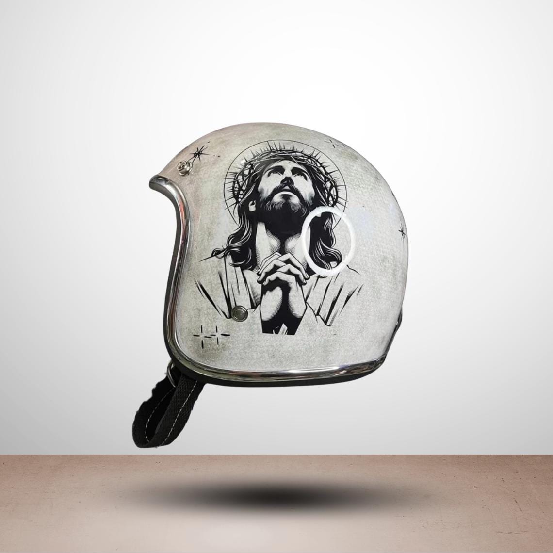Custom Helmet Slimhead 500TX Patina Jesus Artwork Retro Style for ...