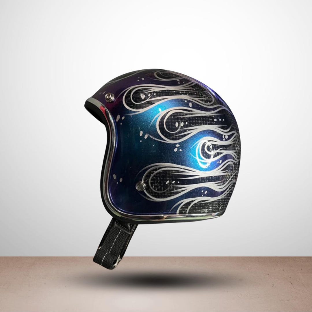 Vintage Helmet Slimhead 500TX RAW Chameleon Flame Classic Custom Retro ...