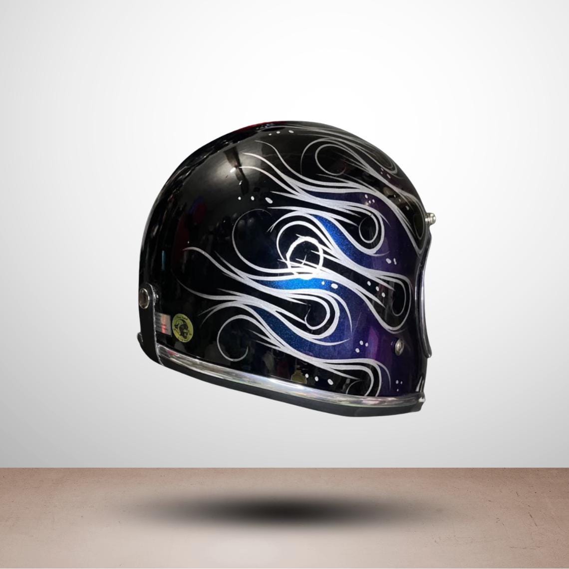 Custom Cakil Chameleon Flame Helmet Retro Handmade Motorcycle Style for ...