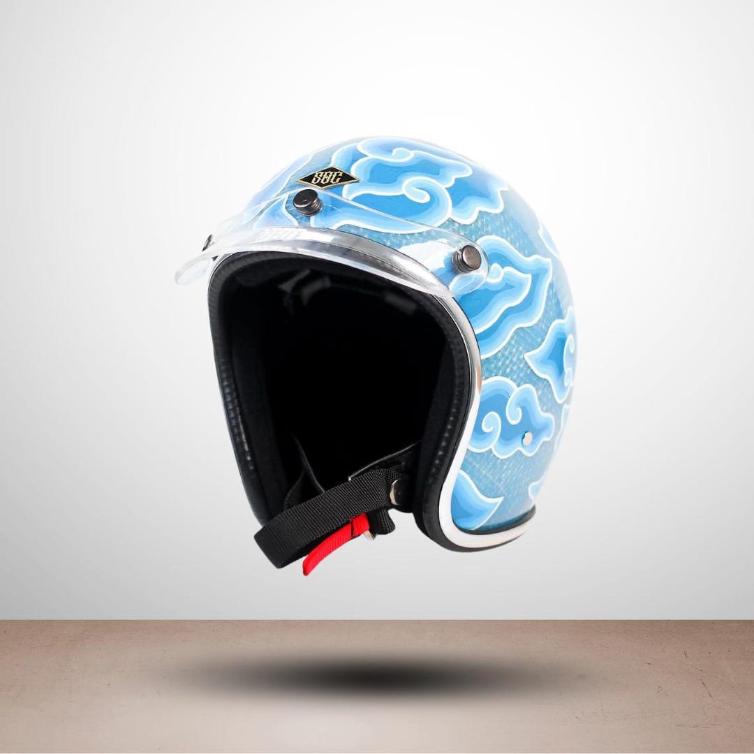 Slimhead 500TX Custom Megamendung Helmet Handmade Retro Vintage ...