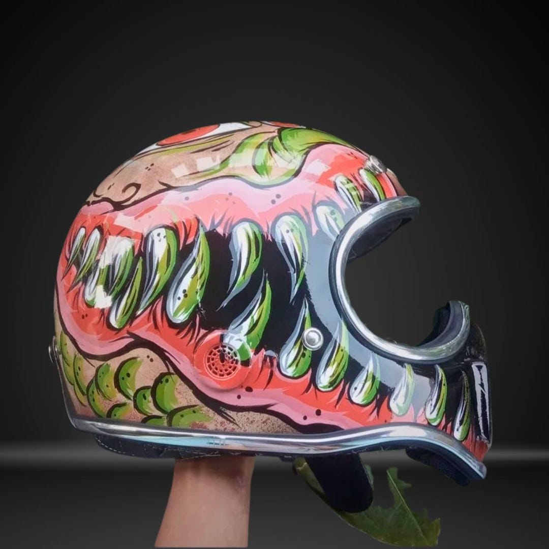 Handmade Javanese Dragon Motorcycle Helmet Retro Chopper Bobber Cafe ...