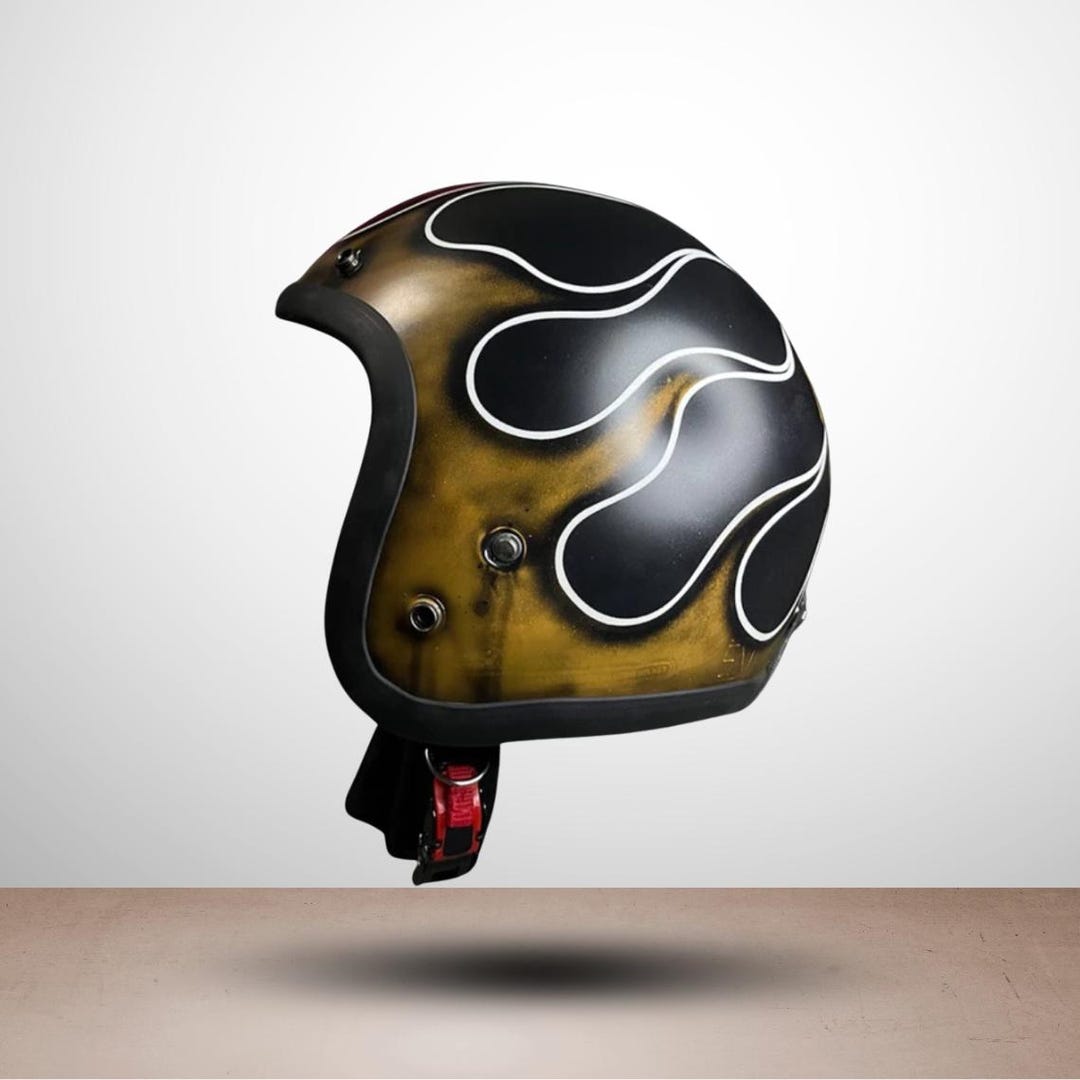Custom Patina Flame Motorcycle Helmet Retro Bobber Chopper Style - Etsy