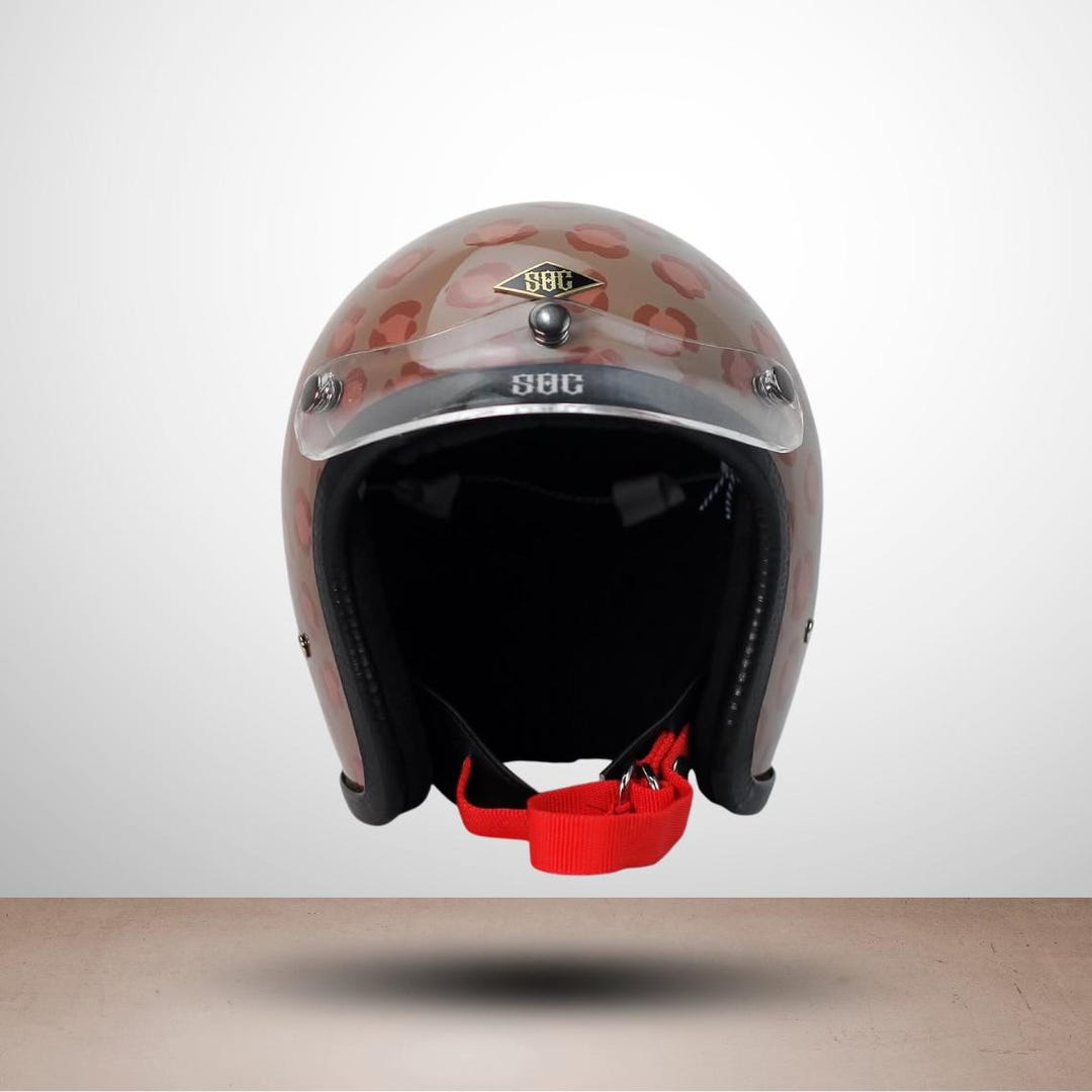 Handmade Leopard Slimhead 500TX Helmet Retro Vintage Custom Motorcycle ...
