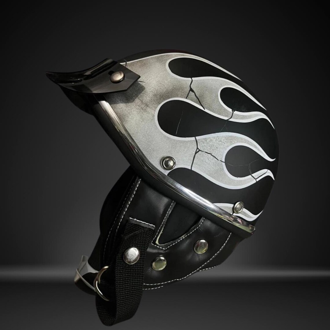Handmade Vintage Chip Shorty Helmet Japanese Patina Flame Custom Retro ...