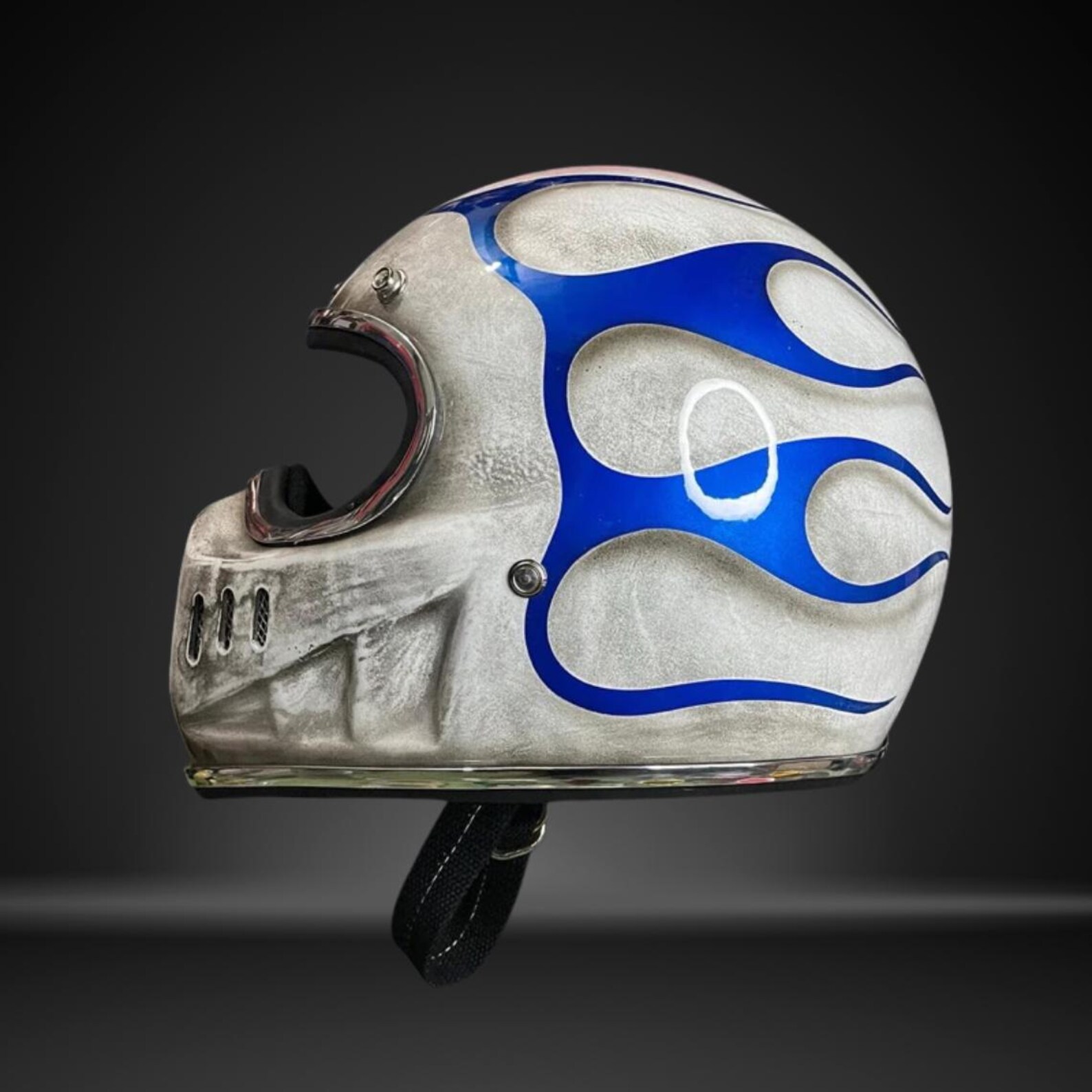 Vintage Style Cakil Bandit Helmet Handmade Custom Patina Candy Flame ...