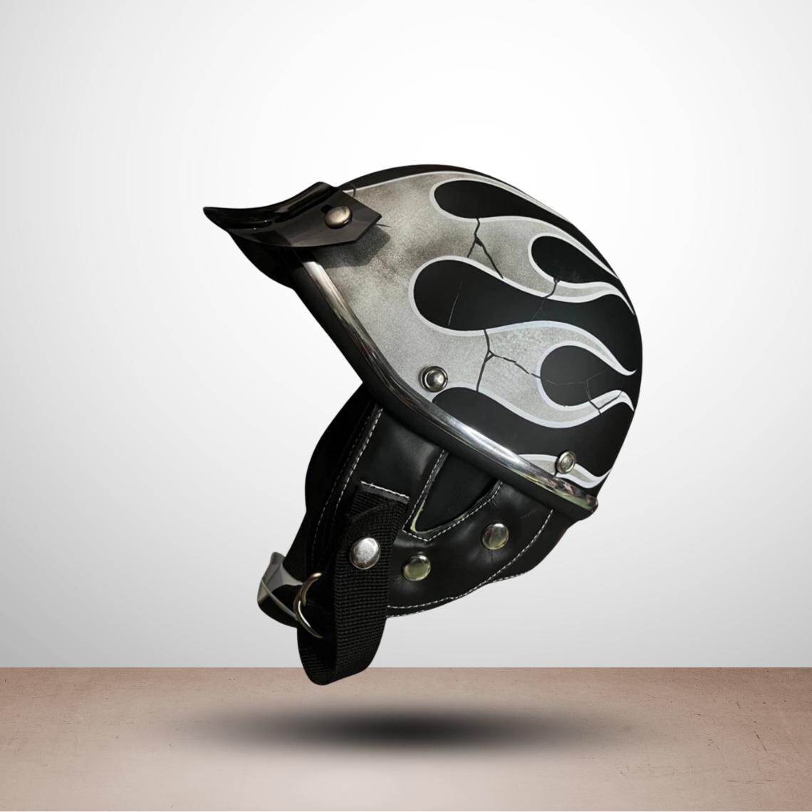 Handmade Chip Shorty Motorcycle Helmet Flame Patina Retro for Chopper ...