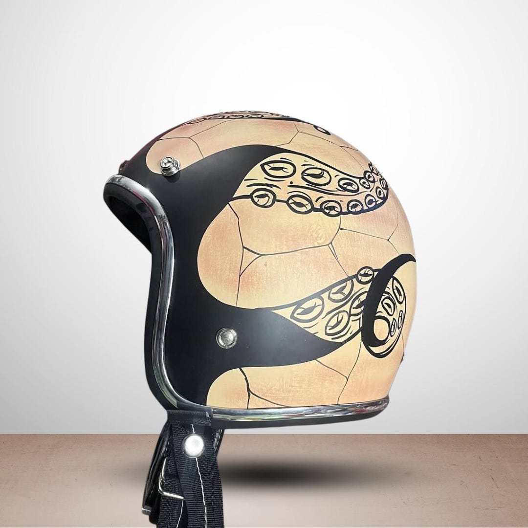Handmade Custom Painted Motorcycle Helmet Retro Kevlar Chopper Bobber ...