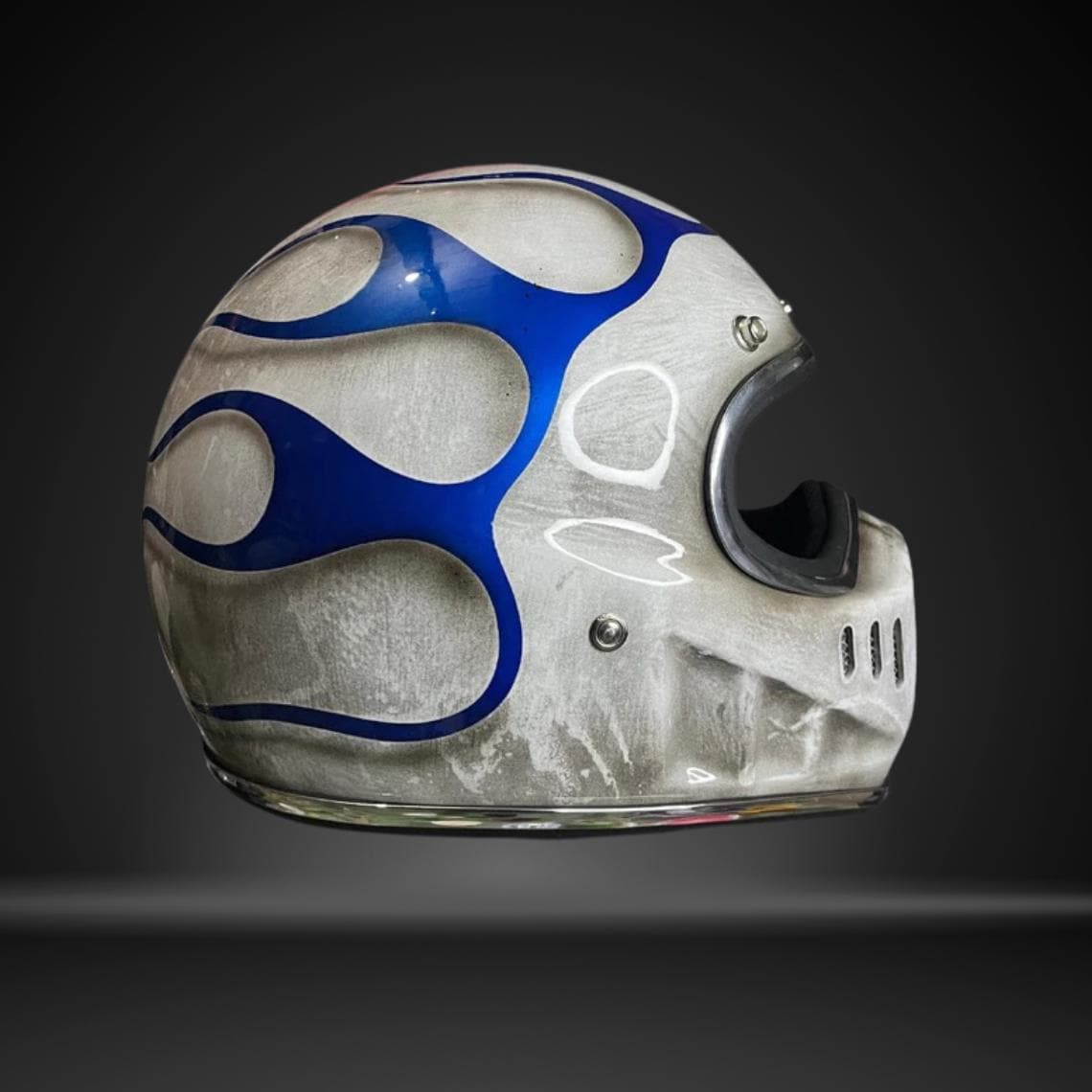 Vintage Style Cakil Bandit Helmet Handmade Custom Patina Candy Flame ...