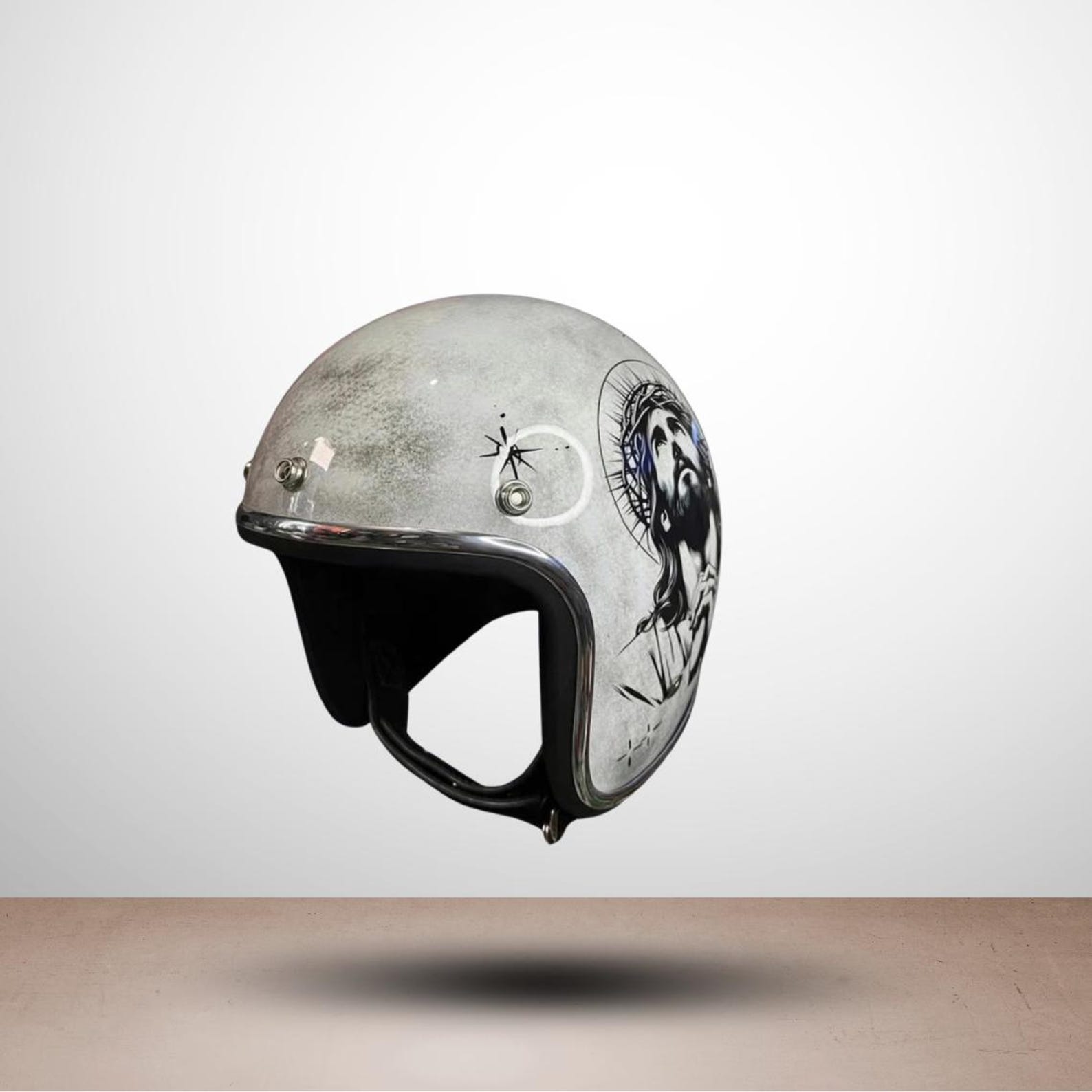Custom Helmet Slimhead 500TX Patina Jesus Artwork Retro Style for ...